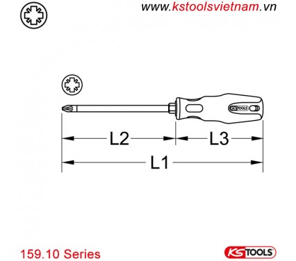 Tô vít đầu PZ0 - PZ4 KS Tools Germany 159.10 series chuẩn DIN